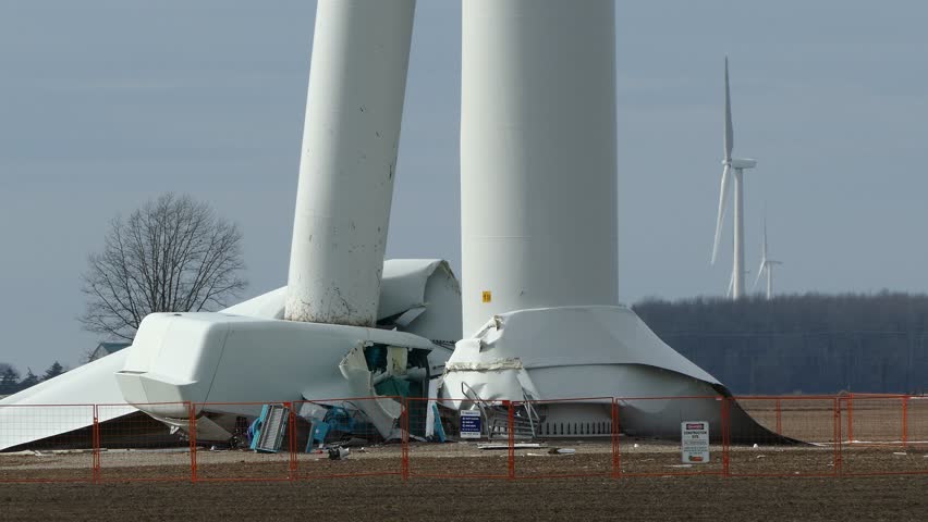 Wind Energy Farm Turbine Destroyed Stock Footage Video (100% Royalty ...
