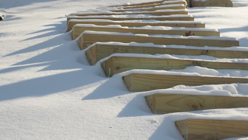 Stairs Covered in Snow in Stock Footage Video (100% Royalty-free ...