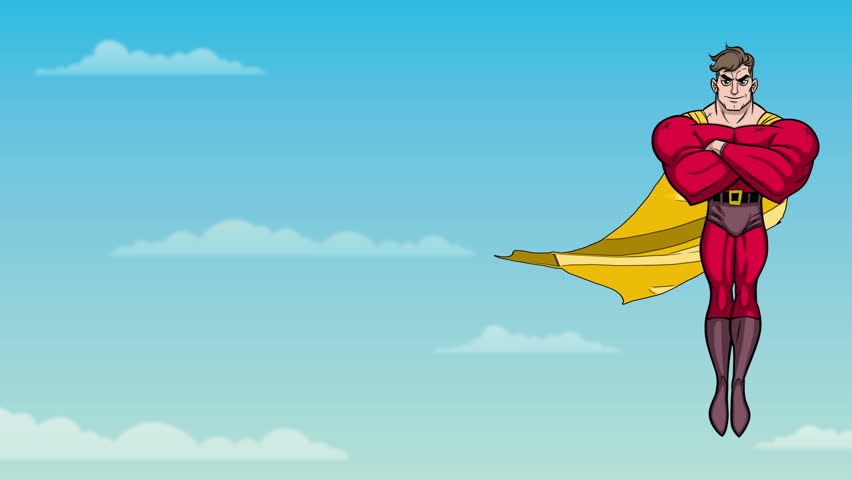 Superhero In The Sky: Superhero Floating In The Sky And Shooting Laser ...