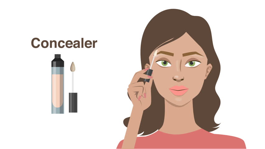 Cartoon Girl Makeup Drawing Animation. Clip About Cosmetics And Female ...