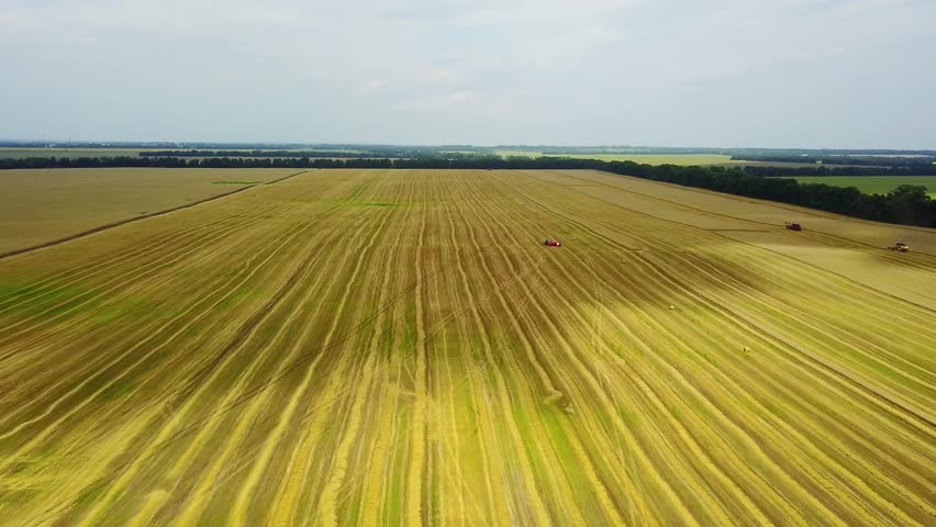 Farm landscape with fields and bales of hay image - Free stock photo ...