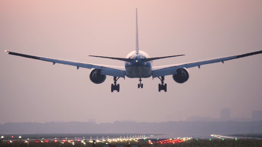 4k Passenger Airplane Landing During Stock Footage Video (100% Royalty ...