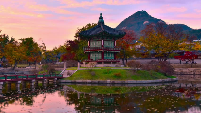 Palace and lake landscape in Seoul, South Korea image - Free stock ...