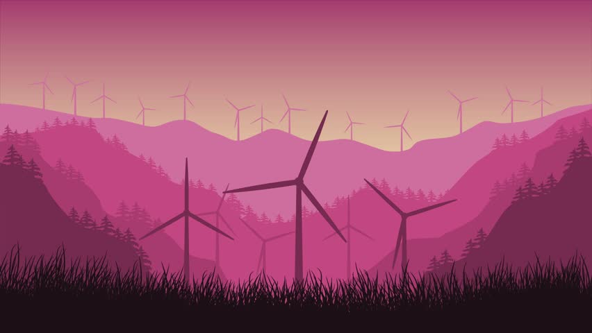 2d Animation Wind Turbines On Stock Footage Video (100% Royalty-free ...