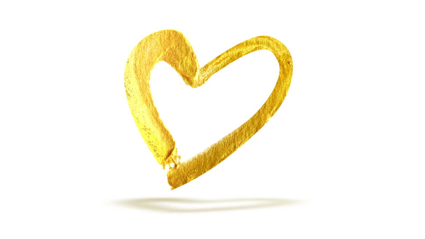 Stock Video Clip of animation of golden heart with alpha channel ...