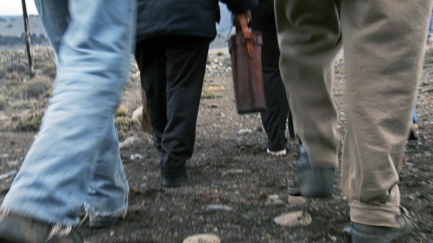 Group of people walking on the path walking in the landscape image ...