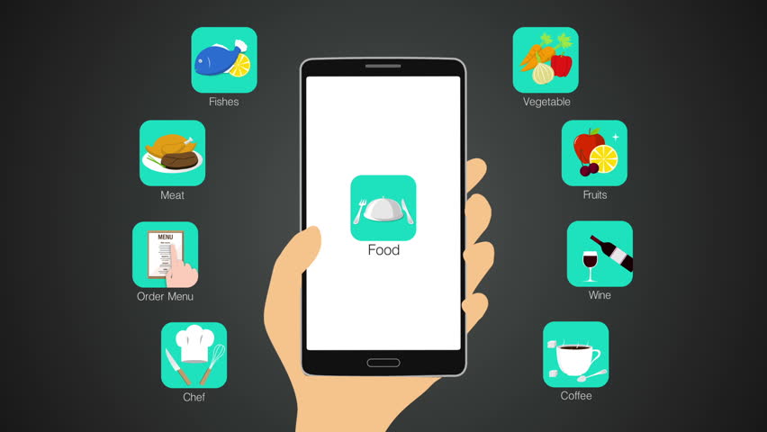 คลิปวิดีโอสต็อกของ Food application function for smart phone,mobile ...