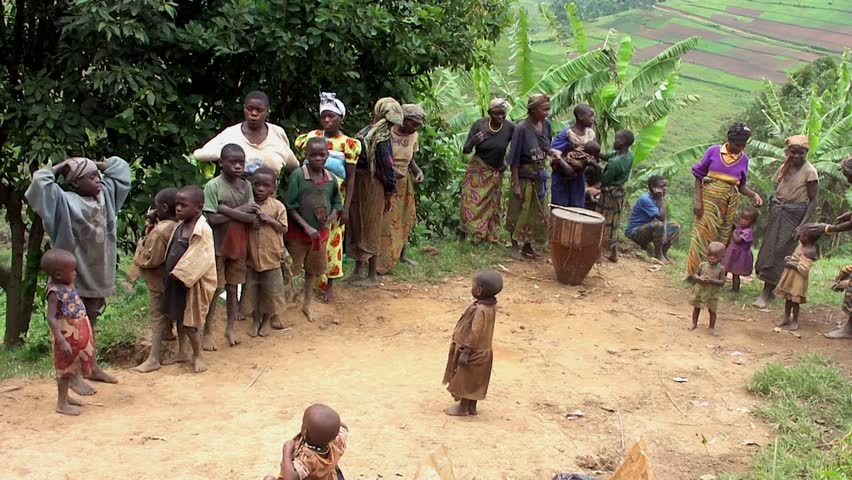 LAKE BUNYONYI, UGANDA - OCTOBER 21: Batwa Pygmies Dancing On October 21 ...