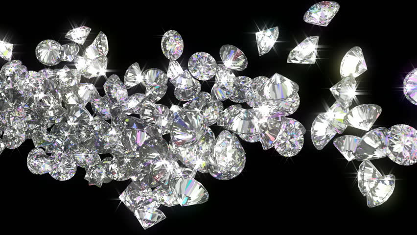 Diamonds Falling With Whirl And Disappearing. Slow Motion Stock Footage ...