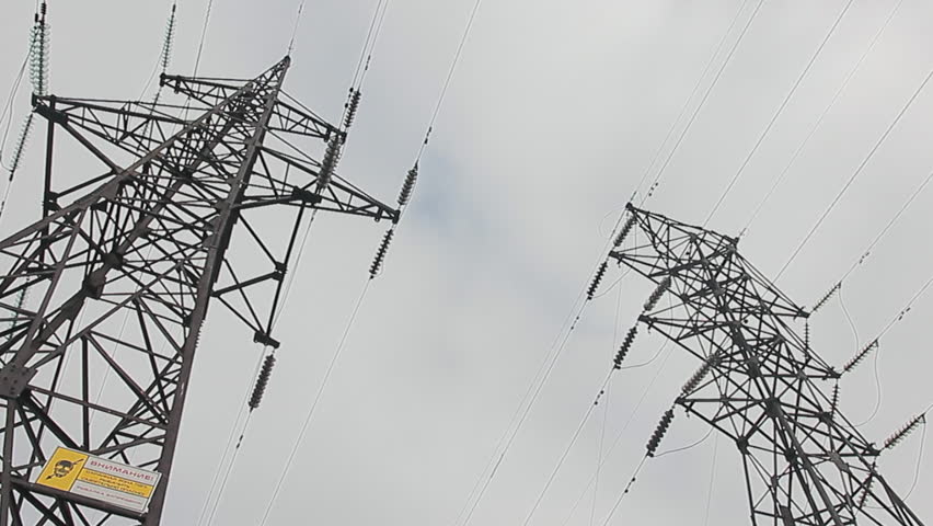 Power Lines with Sign Danger Stock Footage Video (100% Royalty-free ...