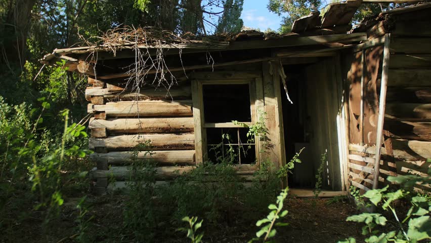 An Abandoned Decaying Cabin Sits Stock Footage Video (100% Royalty-free ...