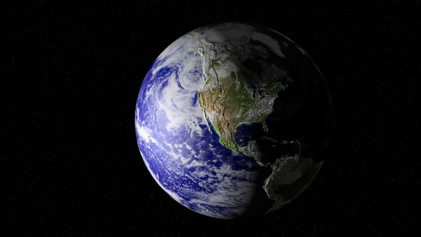 Animation Of Rotating Globe In Blue Shining Rays. Contains Loop. Stock ...