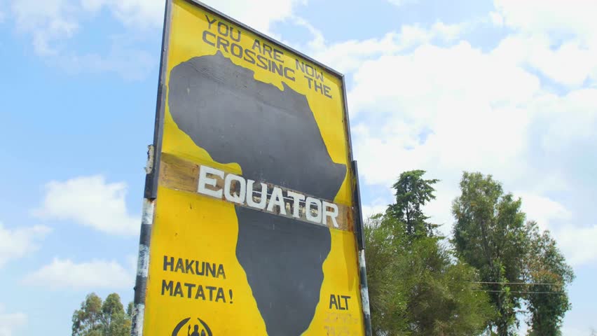 KENYA - CIRCA 2009: A Sign Marks The Equator Line Circa 2009 In Kenya ...