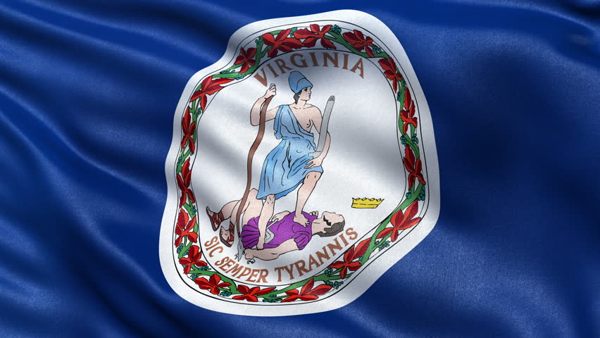 US State Flag Of Virginia Gently Waving In The Wind. Seamless Loop With ...