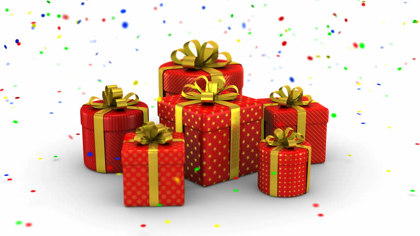 Gift Boxes Animation. White Background, 4 In 1, Created In 4K, 3d ...