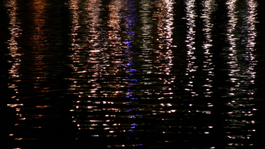 Stock Video Clip of Water Surface Light Reflections Night Loop ...