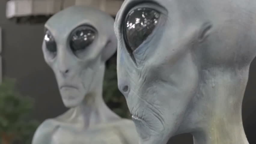 ROSWELL, NEW MEXICO CIRCA JULY 2015-A Spinning UFO Display With Grey ...