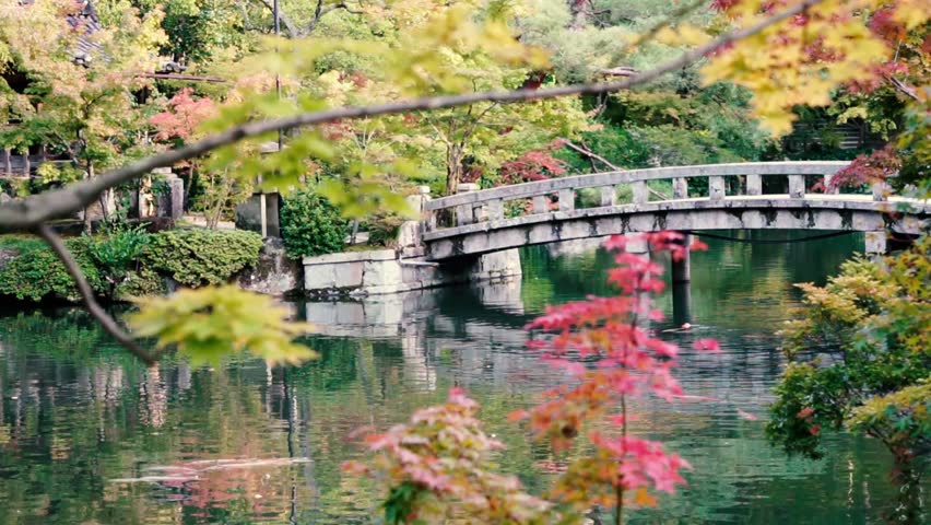 Kyoto, Japan - October 2015: A Peaceful Scene In A Beautiful Buddhist ...