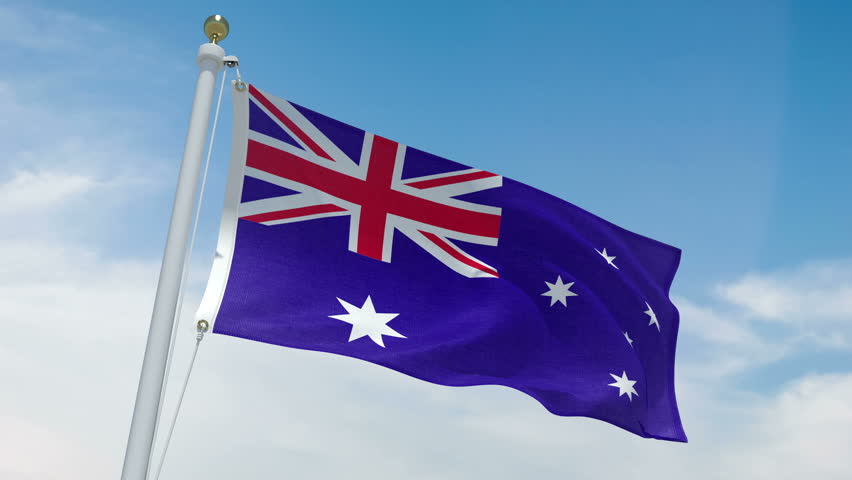 Three Flags Of Australia Waving In The Wind (4K High Detailed 3D Render ...