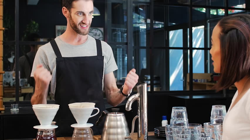 passionate barista in trendy modern cafe : стоковое видео | 13300592 ...