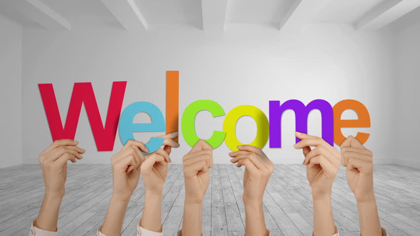 Hands Holding Up Welcome On White Background Stock Footage Video ...