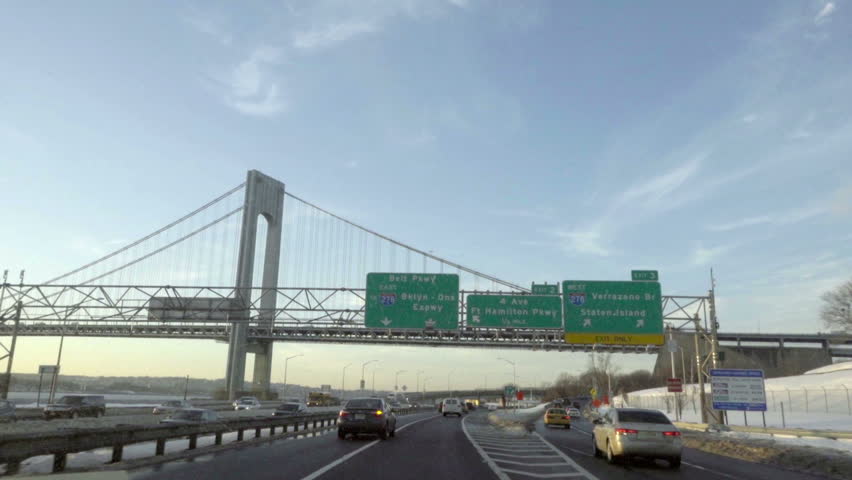 NEW YORK - JULY 3, 2015: Signs For The BQE, Belt Parkway, And Hamilton ...