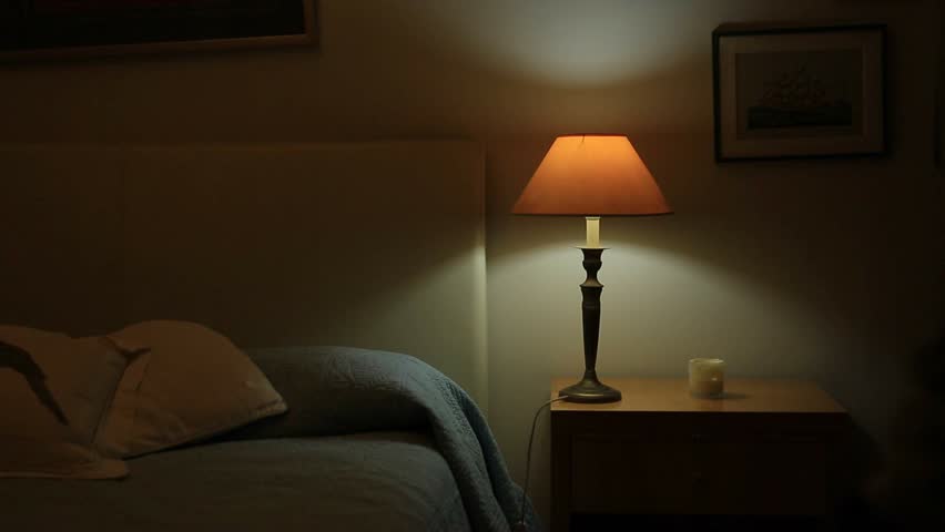 Person Turning Off Night Lamp. Man Preparing To Go To Bed Stock Footage ...