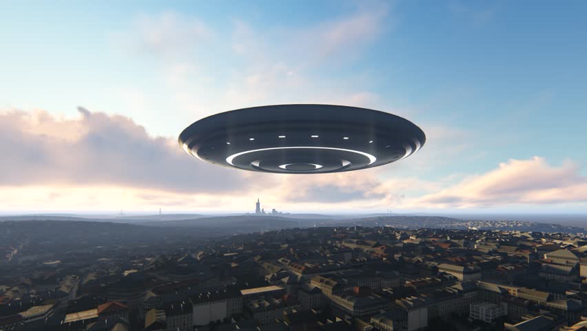 Alien Spaceship hovering over the city image - Free stock photo ...
