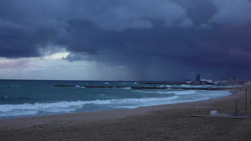 Stock video of heavy rain clouds over balearic sea | 15395182 ...