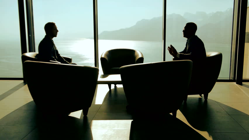 Modern Glass Meeting Room. Business Meeting. Businessman Conversation ...