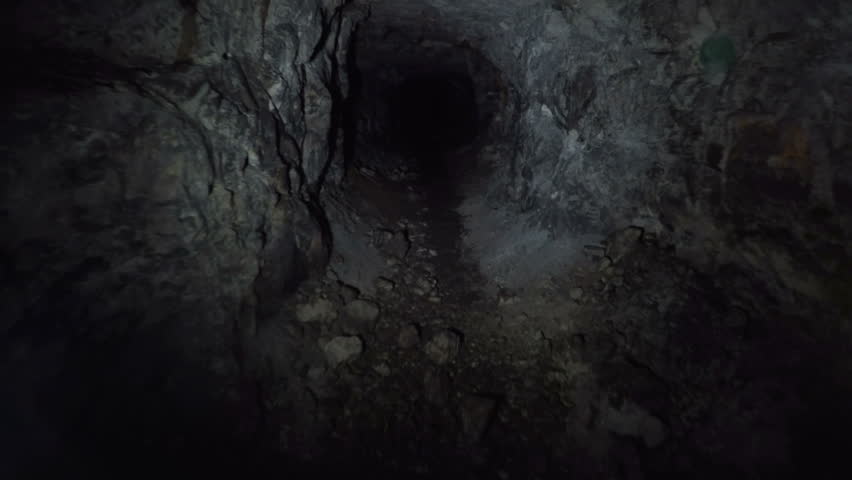 Tilt Up From Bottom Floor To Ceiling Of Rocky Cavern, Darker Cave ...