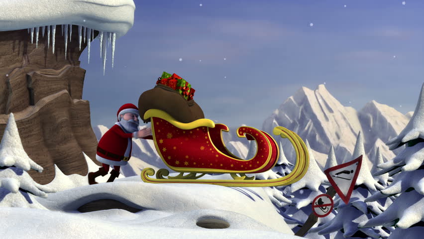 Santa's Take Off - Santa Claus Tries To Take Off Of A Ski Jump With His ...