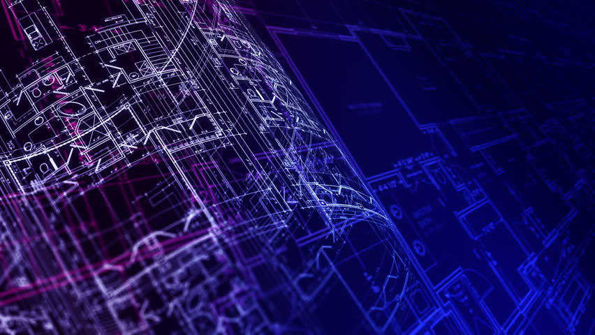 Blueprint Animated Loop. House Plan Background. Stock Footage Video ...