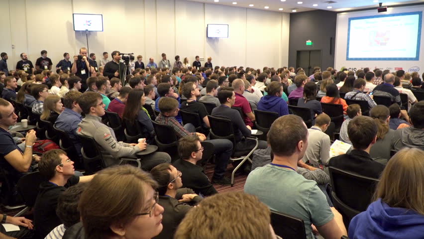 Audience Listens To The Lecturer At The Conference Hall Stock Footage ...