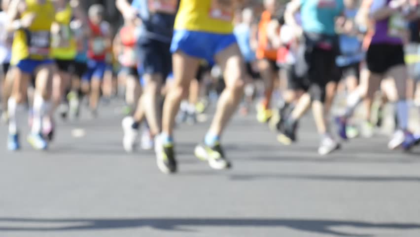Group Of People Running In A Marathon Stock Footage Video 708316 ...