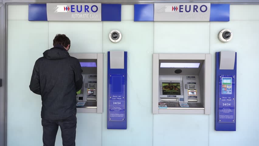 Euro ATM Cash Machines In France. Automated Teller Machine Is An ...