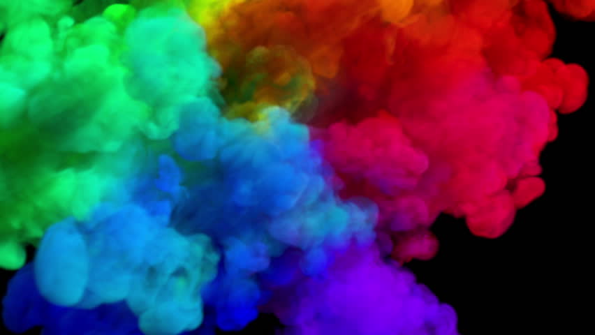 Colored Smoke Explosion On White (slow Motion, With Alpha Matte, Full ...