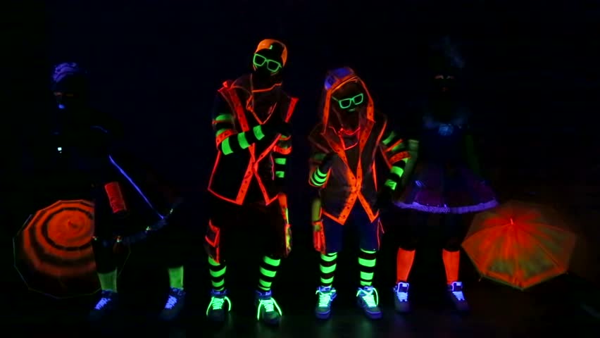 Stock video of dance group in neon costumes | 16888252 | Shutterstock