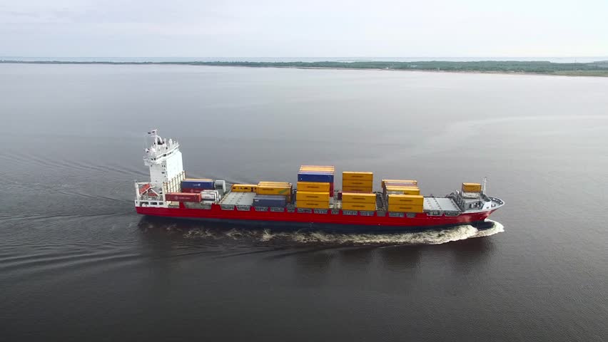Aerial View of Container Ship Stock Footage Video (100% Royalty-free ...