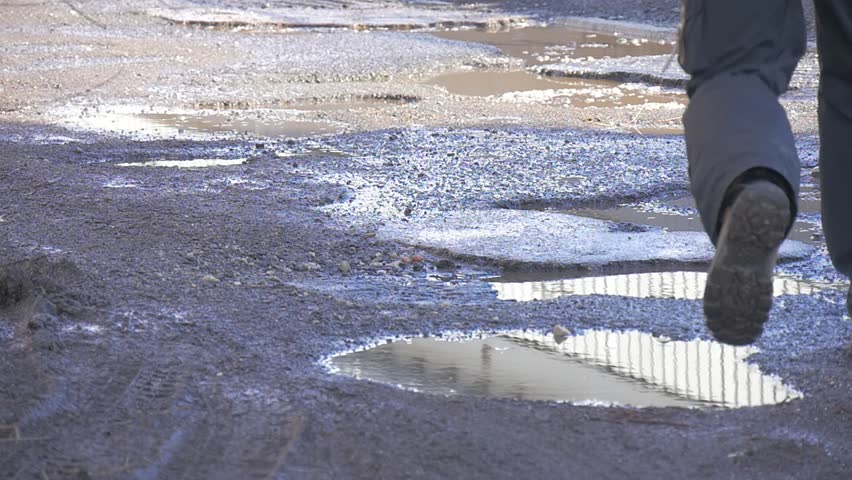 Man is Jumping Through Puddles,running Stock Footage Video (100% ...