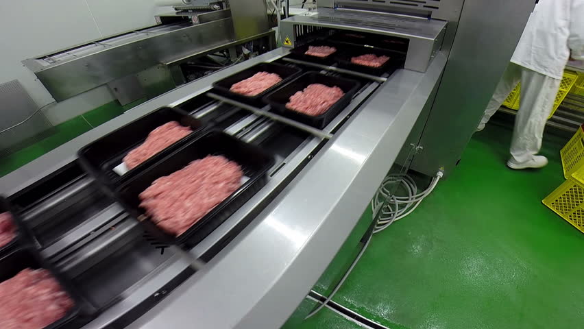 Packaging Of Minced Meat In A Box At The Factory Stock Footage Video ...