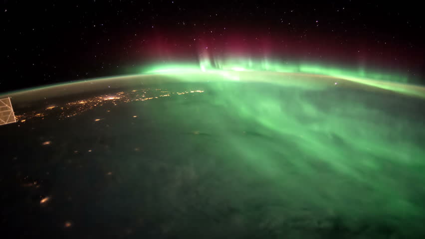 Stock video of planet earth and aurora borealis seen | 17598772 ...