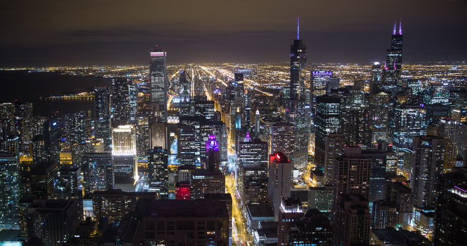 Time Lapse Of Chicago Skyline At Night - 4K, UHD, Ultra HD Resolution ...