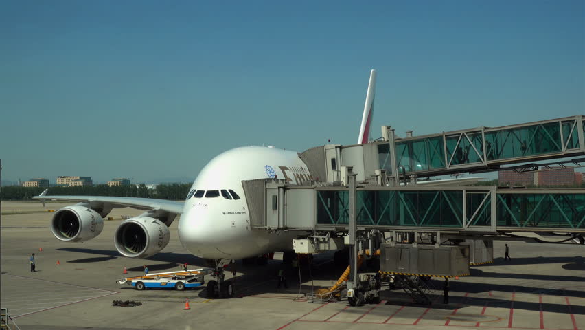 Passengers Walking On Boarding Bridge At Airport Jetway Stock Footage ...