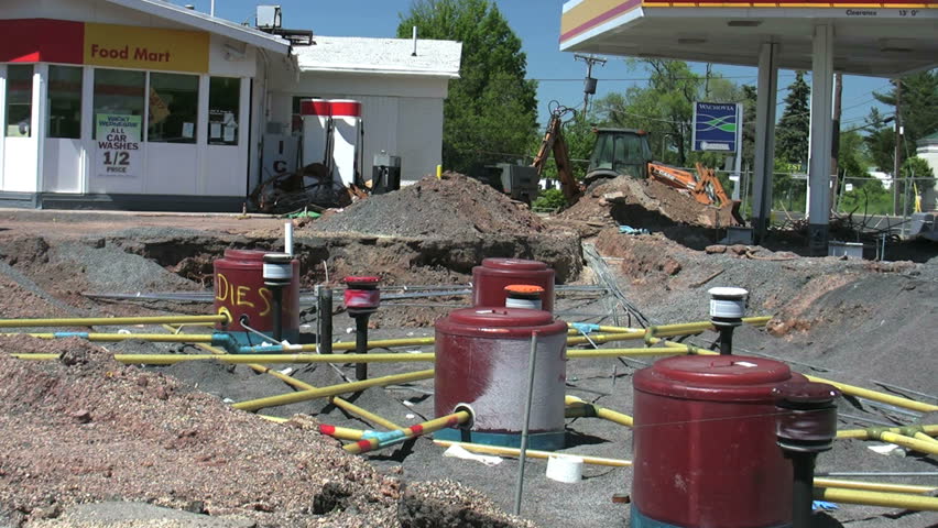View Of The Underground Lines And Tanks Of A Gas Station Stock Footage ...