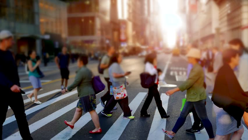 Big City Crowd,anonymous People Cross Busy Street Slow Motion 100p ...