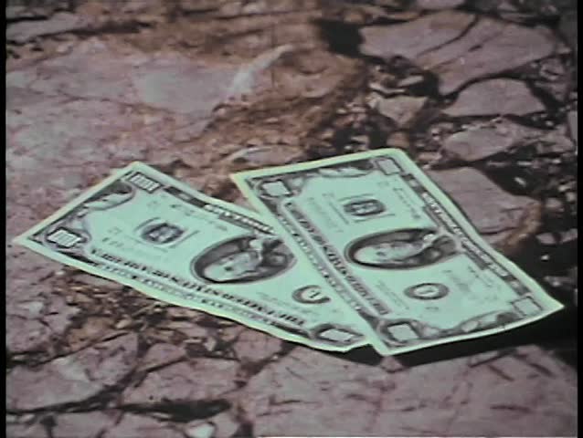 Symbolic Scene With Dollars And Drugs. Man - Drug Dealer Collecting And ...