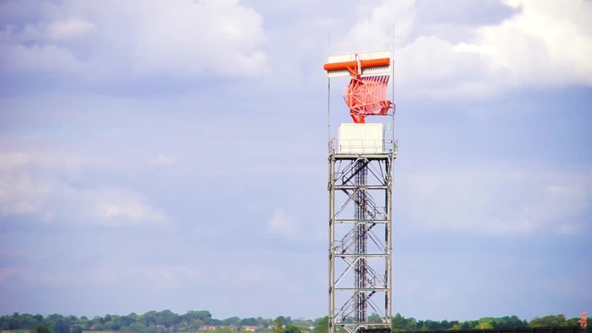 Rotating Orange Airfield Radar Dish Stock Footage Video (100% Royalty ...