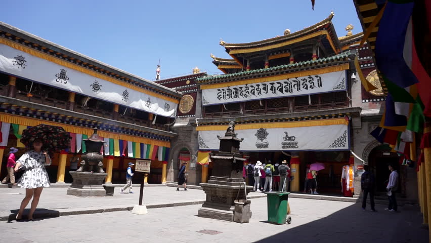 July.2,2016-xining,china:tourists in Taer Monastery. Taer Stock Footage ...
