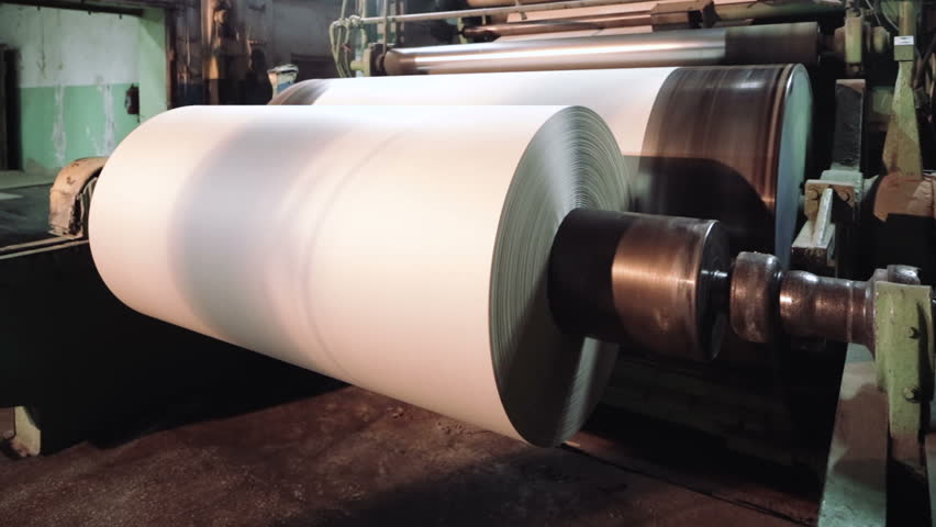 Paper Production Machine. Processing of Stock Footage Video (100% ...